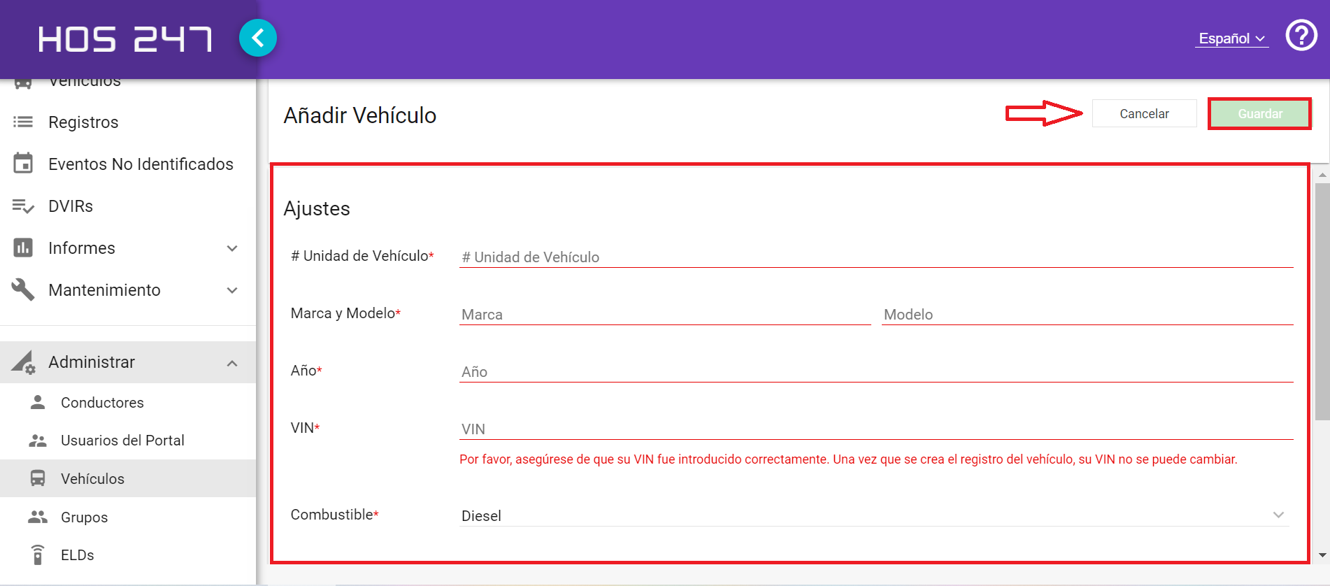 Agregar un Vehículo – HOS247 Centro de Apoyo al Cliente