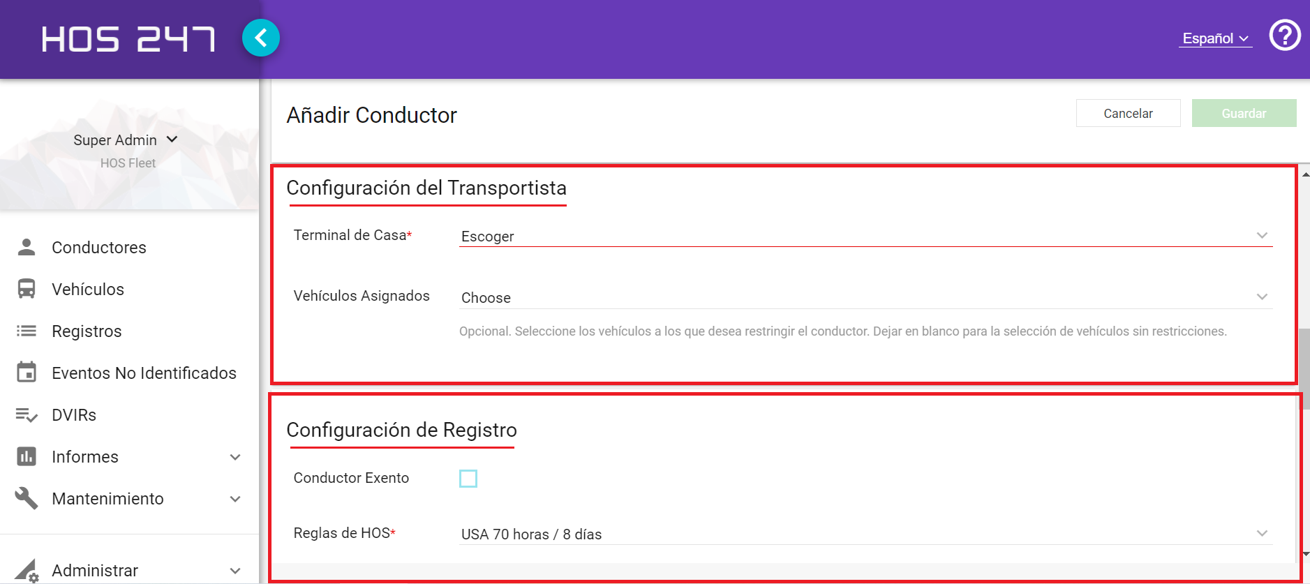 Agregar un Conductor – HOS247 Centro de Apoyo al Cliente